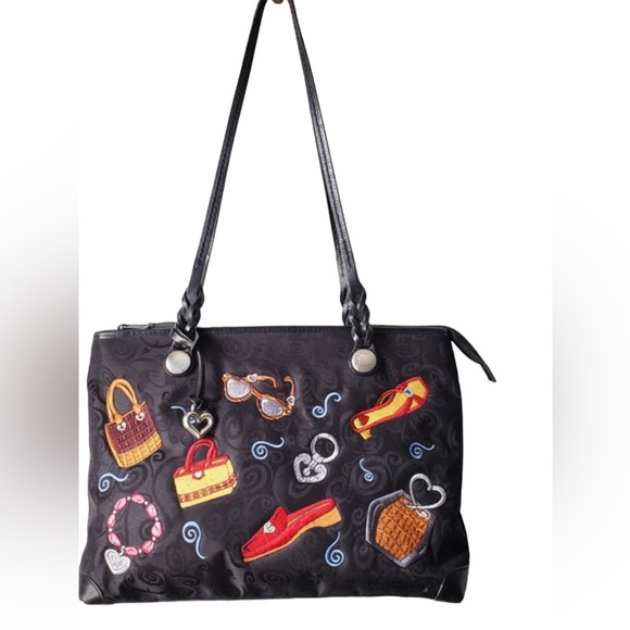 Brighton | Bags | Brighton Black Embroidered Shoulder Handbag Purse ...